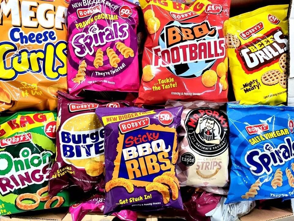 Very Popular Listing ** Bobby`s Crisps Randomly Mixed Case of 100 packs ...