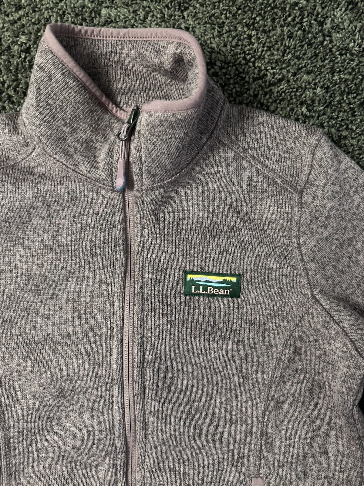LL Bean Fleece Sweater Jacket Womens XS LPurple Full Zip Long Sleeve ...