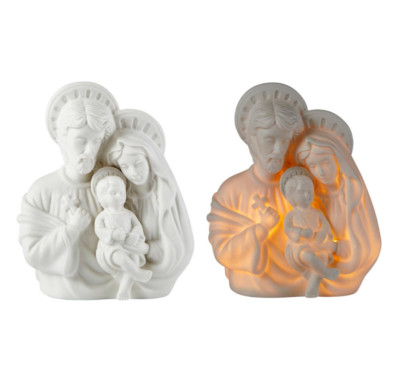 Holy Family Night Light Statue Porcelain 5.5" Catholic St. Joseph Mary ...