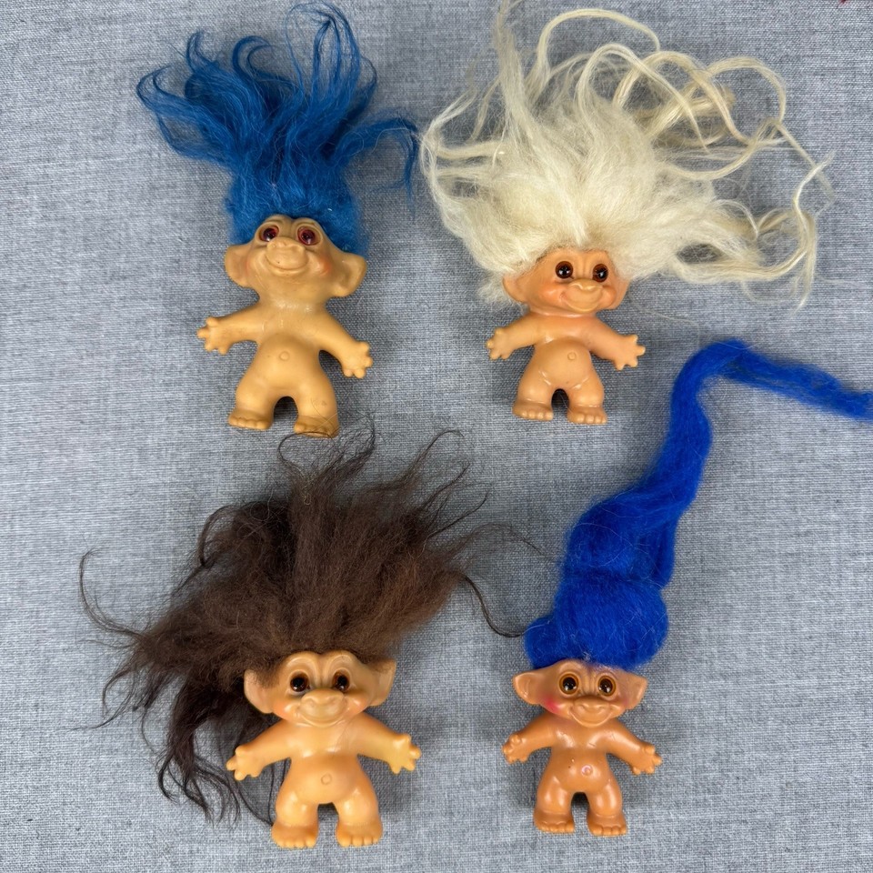 Lot Of 17 Vintage Troll Dolls '60s '70s + Chunk-O-Luck 2" 3" 6" No ...