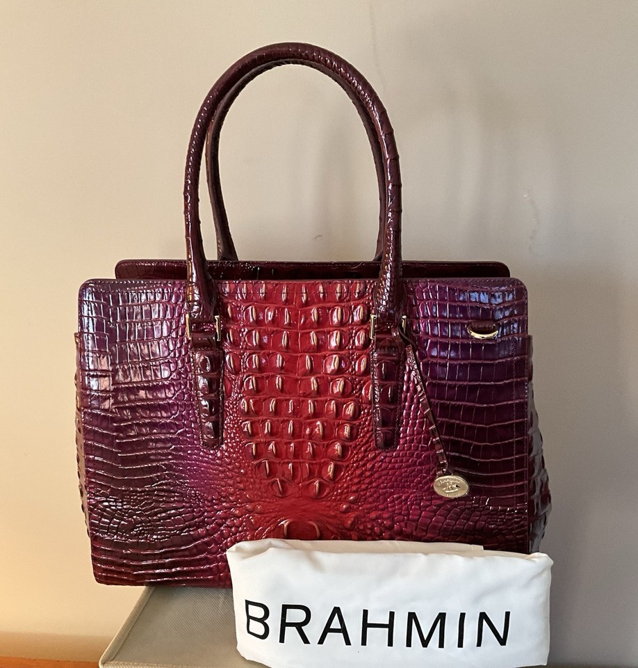 Brahmin Finley Carryall Ruby Ombre Melbourne Leather NWT Red Berry | eBay
