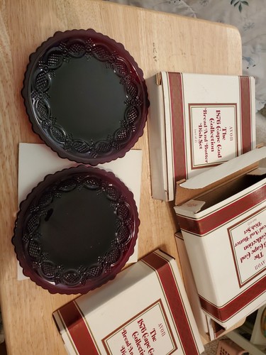 Vintage Avon 1876 Cape Cod Bread And Butter Dishes 4 Sets Of 2 Ruby Red ...