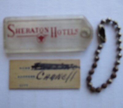 1960s SHERATON HOTELS ball-chain Keychain LUGGAGE TAG | eBay
