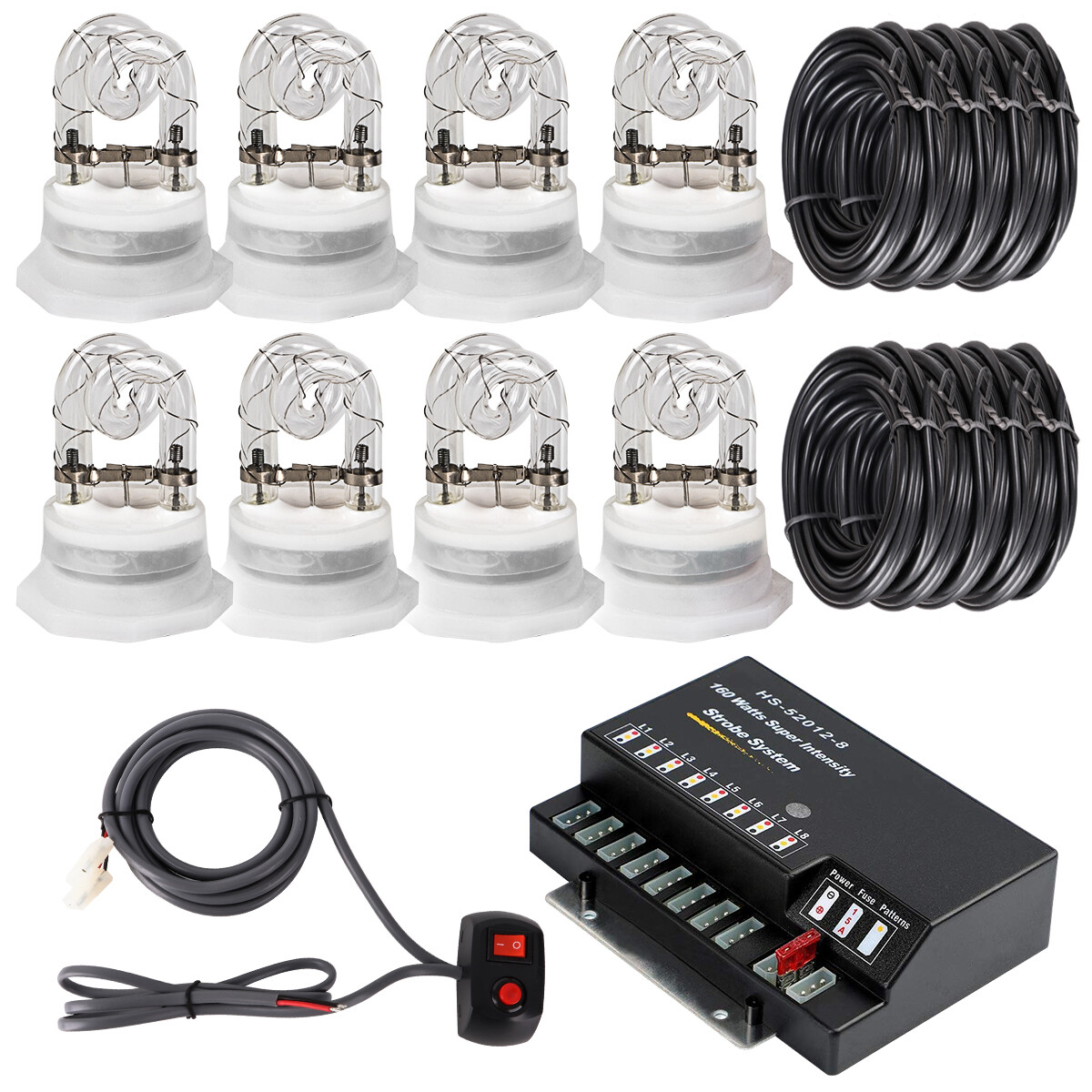 160W 8 HID Bulbs Strobe Lights Kit Hide-A-Way Emergency Hazard Warning ...