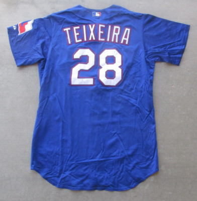 2002 MAJESTIC MARK TEIXEIRA #28 TEXAS RANGERS BLUE AFL BP/ALTERNATE ...