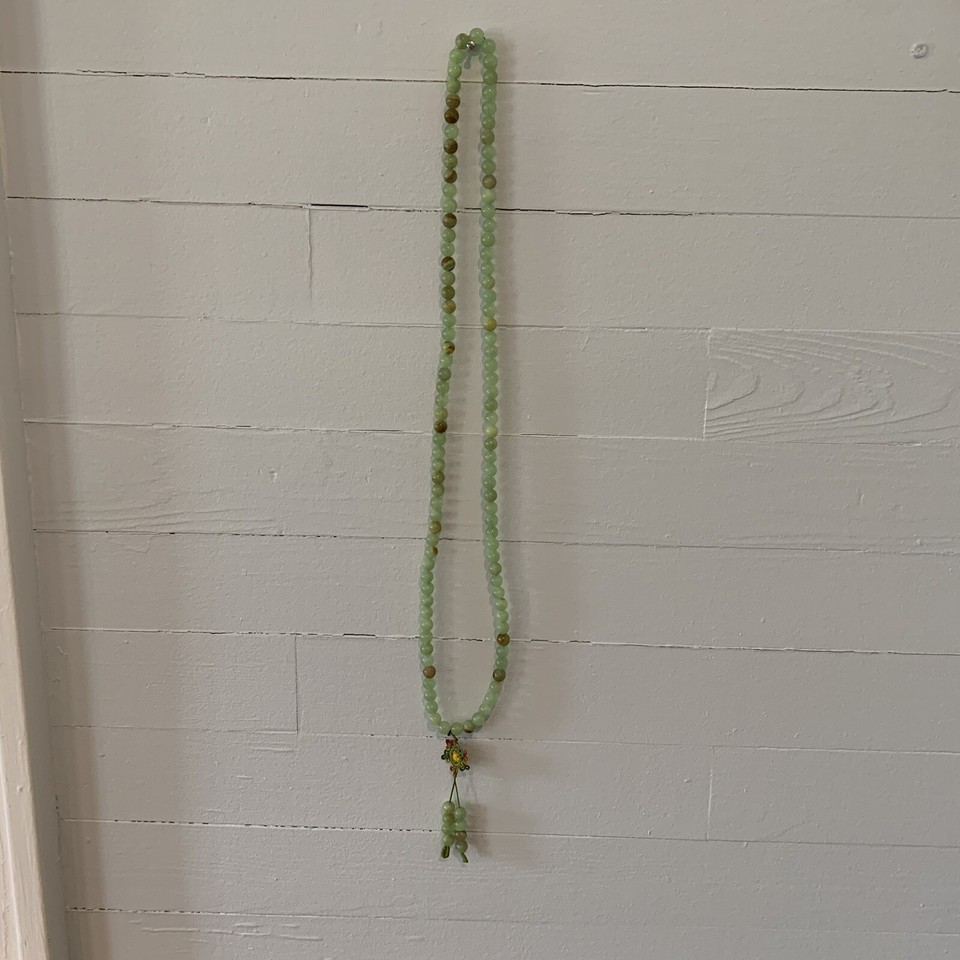 Green Okenite 108 Bead Mala Necklace - 10 mm Prayer Beads - Mantra ...