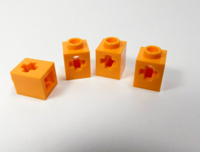 LEGO Lot of 4 Orange 1x1 Technic Bricks w/ Axle Hole E6 | eBay