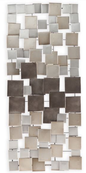 Geometric Silver Huge Abstract Metal Wall Art Display Modern Square ...