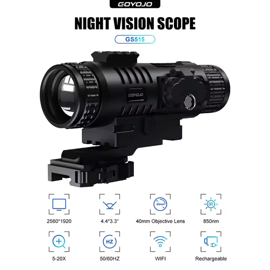 GS515 Night Vision Rifle Scope 5X-20X Zoom HD 1920p Gyroscope One Shot ...