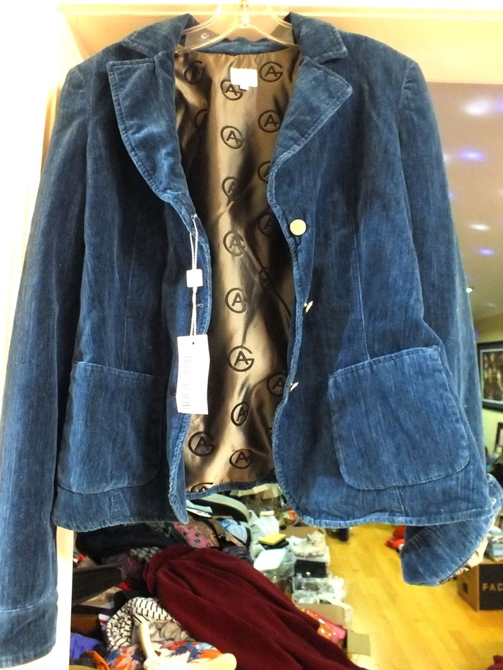 Armani Collezione Italy Women's Cotton Blue Jacket Sz. 38 Brand New ...