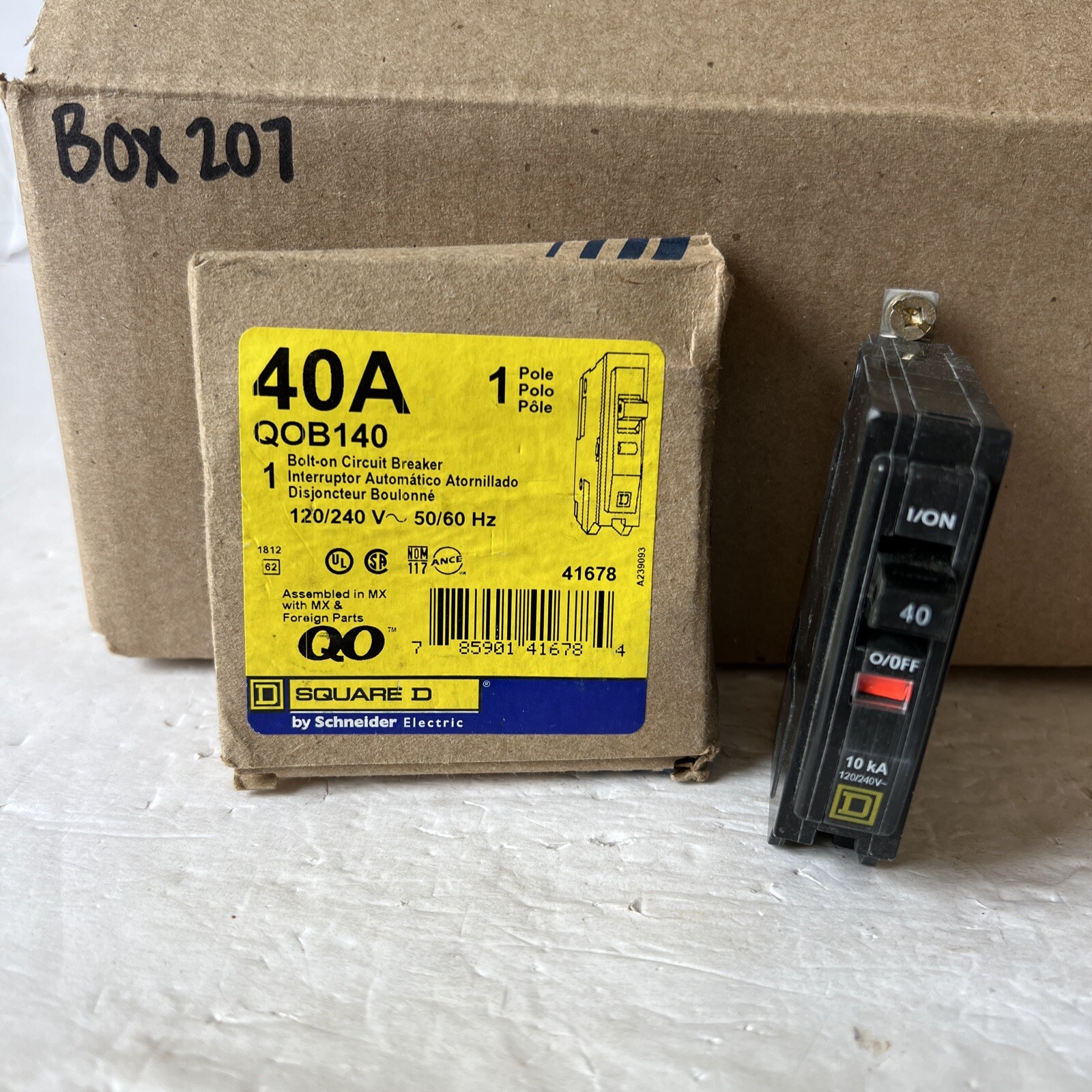 Square D QOB140 Miniature Circuit Breaker - 40 A, 1 Pole, 120/240 VAC ...