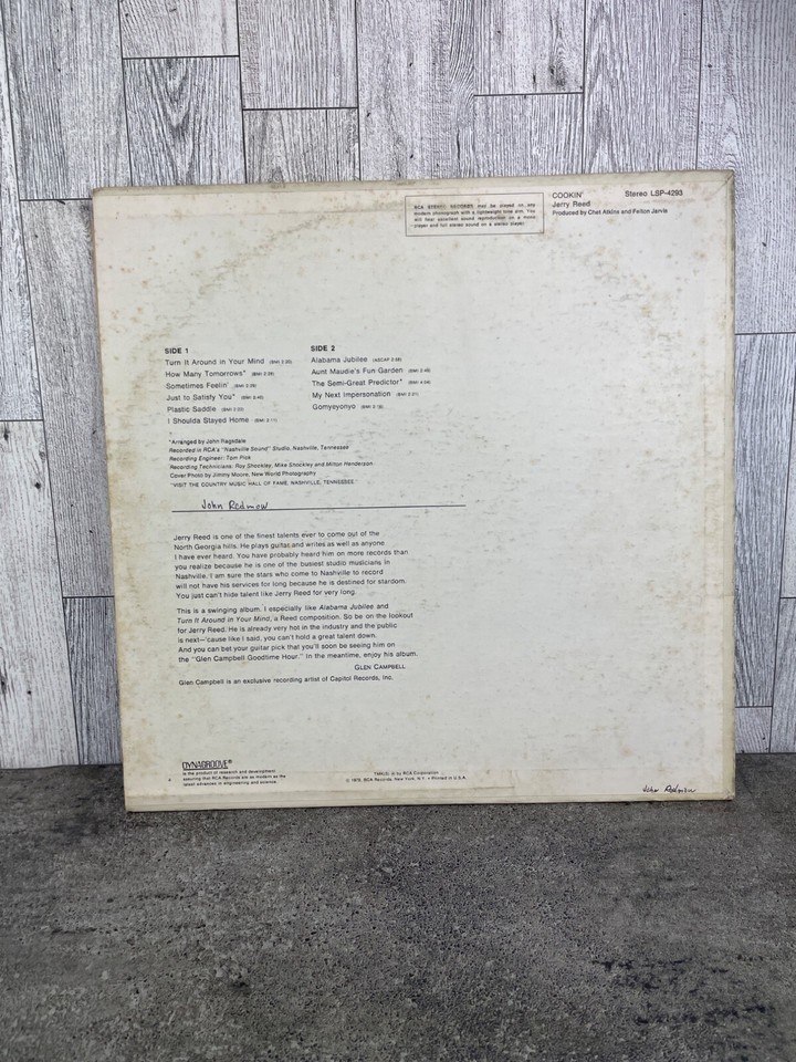 Jerry Reed Cookin Vinyl Record 1970 RCA | eBay