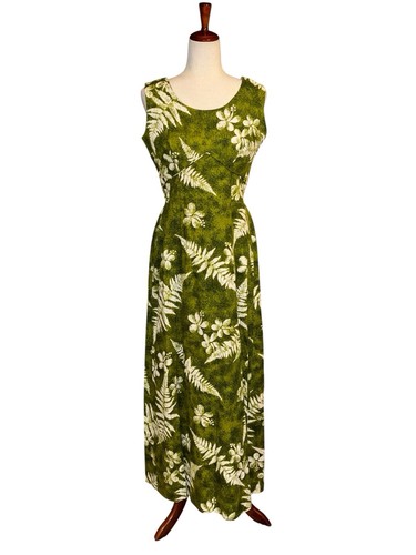 VTG Royal Hawaiian Bark Cloth Dress Full Length Green Honolulu ...