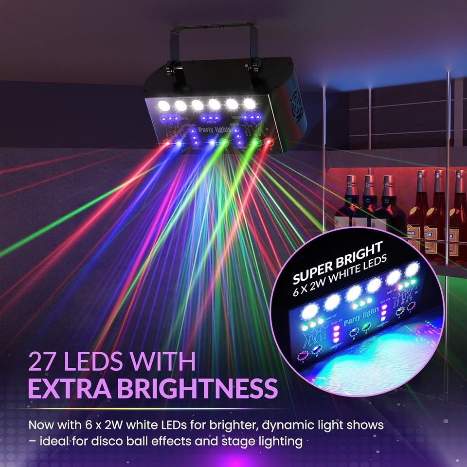 BAKOD 27-Eyes Laser Stage Light – RGB Rave Beam Show Projector for DJ ...