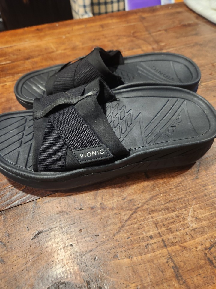 Vionic Adjustable Unisex Recovery Slide Sandals Rebound Charcoal | eBay