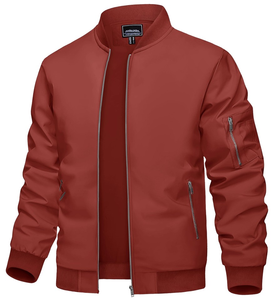 Men's Lightweight Bomber Jacket Baseball Coat Full-Zip Casual Spring ...