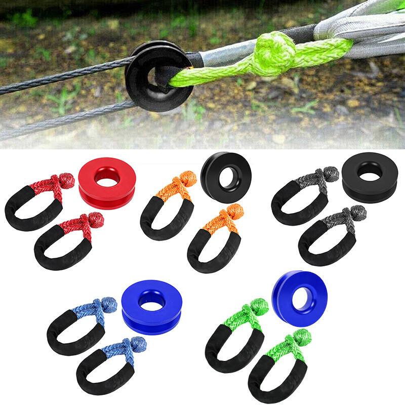 Heavy Duty Recovery Ring Snatch Block Pulley w/ Soft Shackle Tow Winch ...