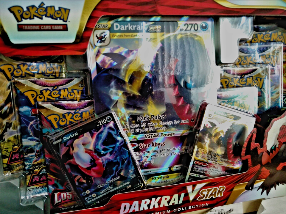NEW & SEALED! POKEMON TCG DARKRAI Vstar PREMIUM Set 8 BOOSTERS Packs ...