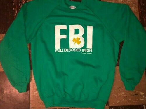 FBI Full Blooded irish Vtg 1980s RAGLAN CREWNECK St. … - Gem
