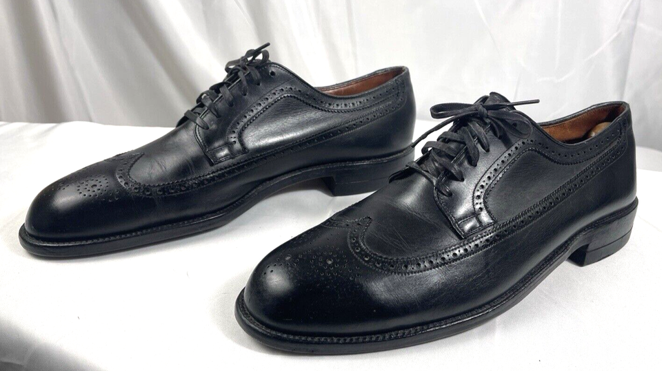 Vintage Edwin Clapp Black Wingtip Leather Oxford Shoes With Shoe Trees ...