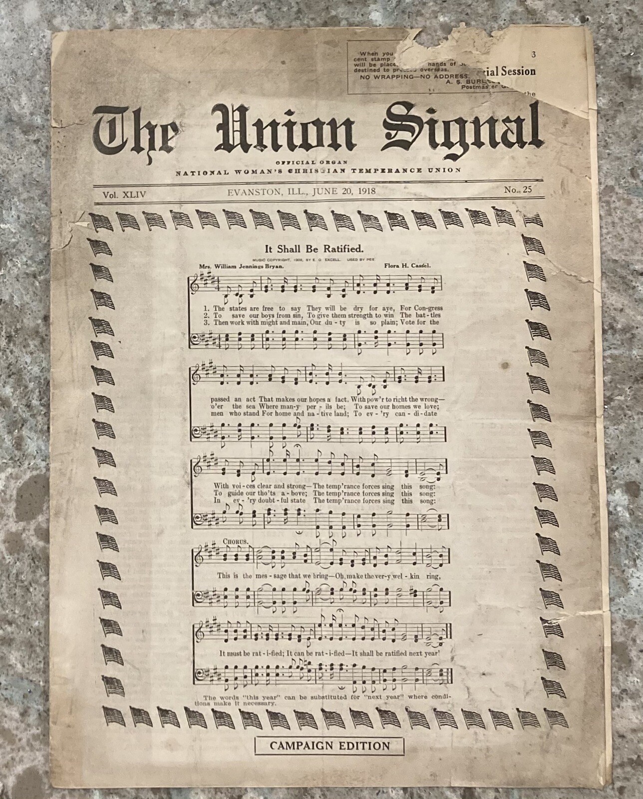 Antique The Union Signal Newspaper 1918 Prohibition Campaign Editionl ...