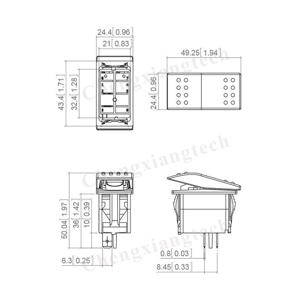 12/24V Marine Rocker Switch 2/3/6 Pin 3 Way Reverse Polarity Momentary ...