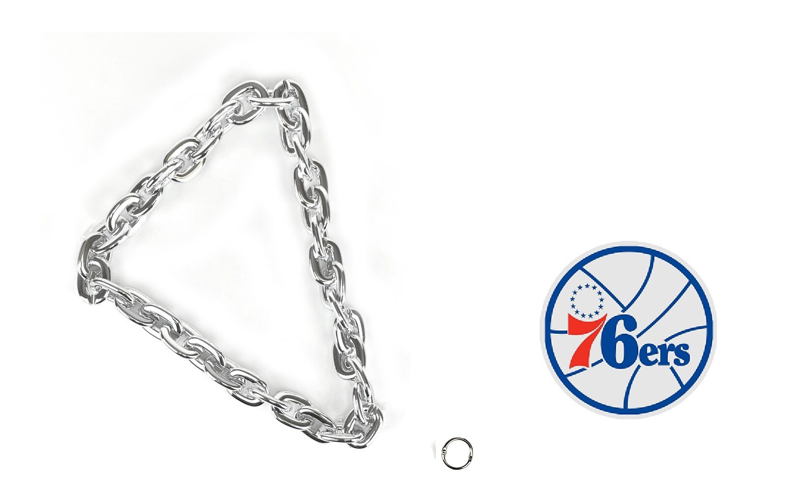 New NBA PHILADELPHIA 76ERS BIG SILVER Fan Chain Necklace 3D Foam | eBay