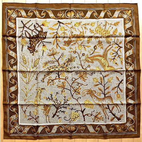 [Extremely Rare] Good Condition Hermes Carre 90 Pavement Tile Pattern ...