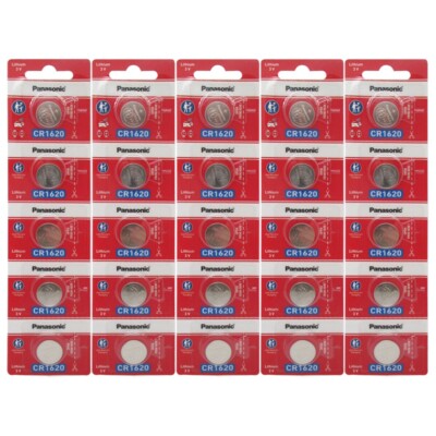 25 x FRESH NEW CR1620 Panasonic Lithium Button Cell Watch Battery ...