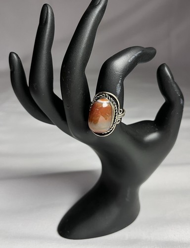 Handmade Alpaca Silver Ring, Carelian Agate Stone, Adjustable, Size 7 ...