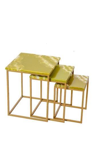 Yellow Epoxy Resin Nesting Table Set of 3 | eBay