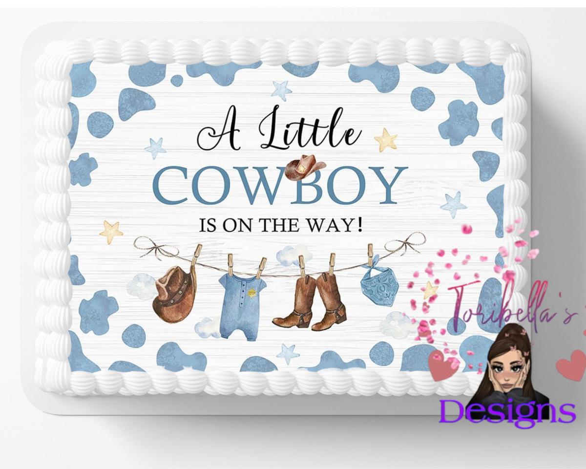 Little Cowboy Baby Shower Cake A New Little Cowboy Is On His Way Baby