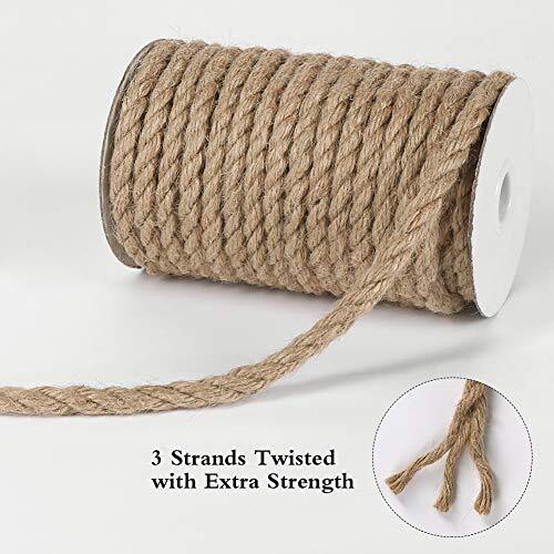 Jute Rope, 50 Feet Strong and Heavy Duty Natural Jute Twine for ...