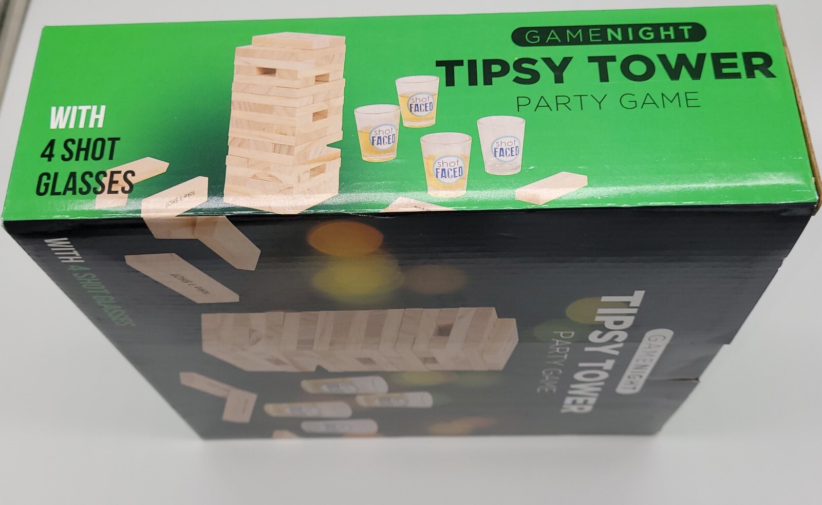 Game Night Tipsy Tower Party Bar Drinking Shot Faced Glasses Block ...