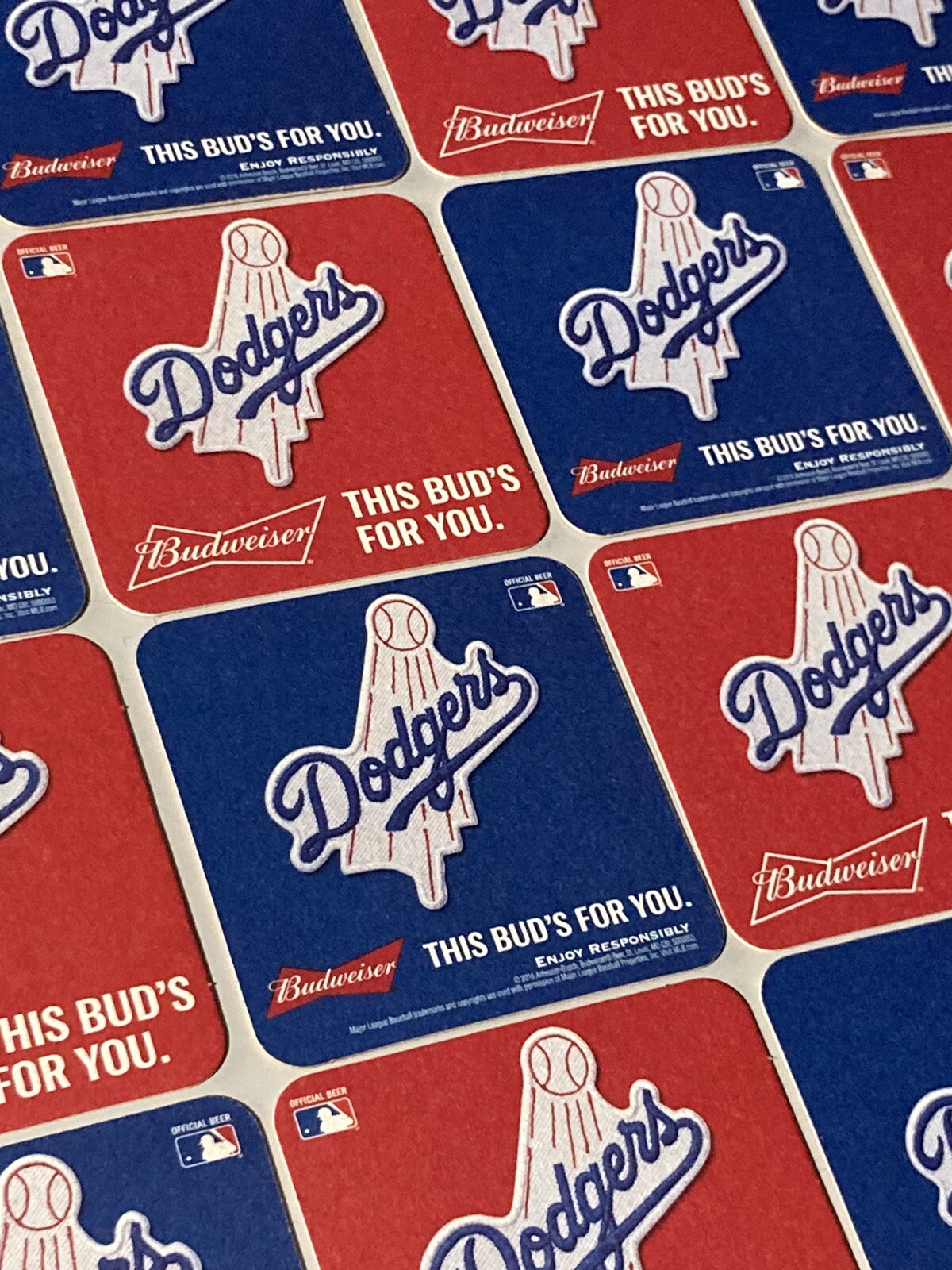 Rare (20) LA Dodgers Baseball Budweiser Beer Bar Coasters Double Sided ...