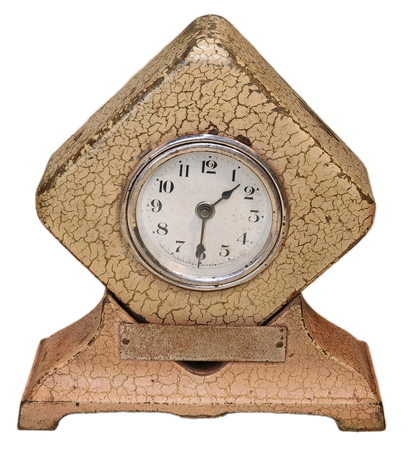 Antique Lux Clock Waterbury Art Deco Beige Cast Iron Desk Clock Coin ...