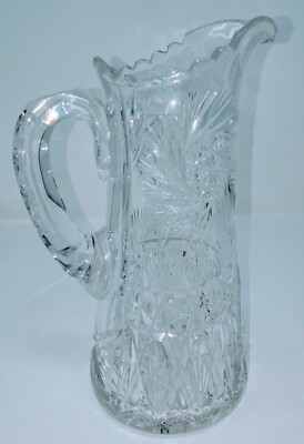 Crystal Water Pitcher Pinwheel, Star of David Cut, Intricate Glass Cut ...