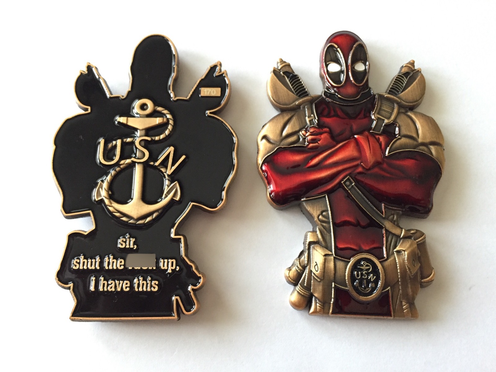USN Navy CPO Chief MESS DeadPool Challenge Coin Superhero Marvel Comics ...