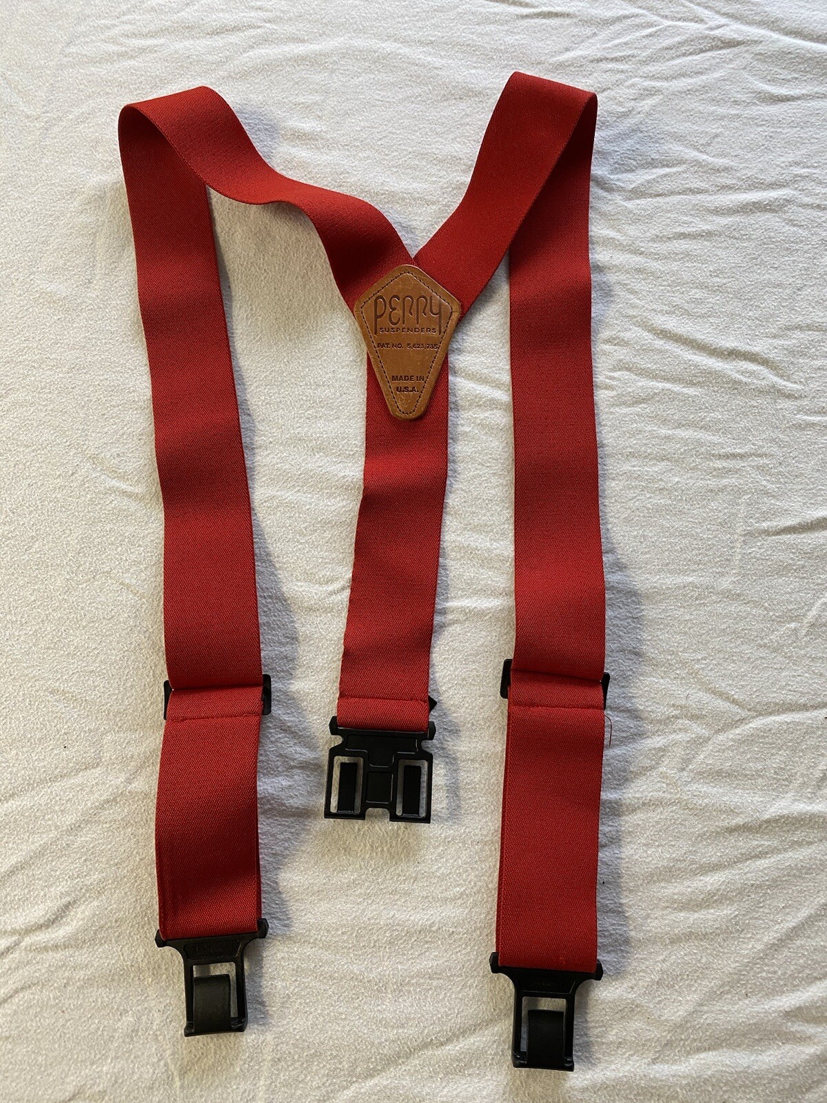 The Original Perry Suspenders Red Adjustable Made in USA Preowned Hook ...