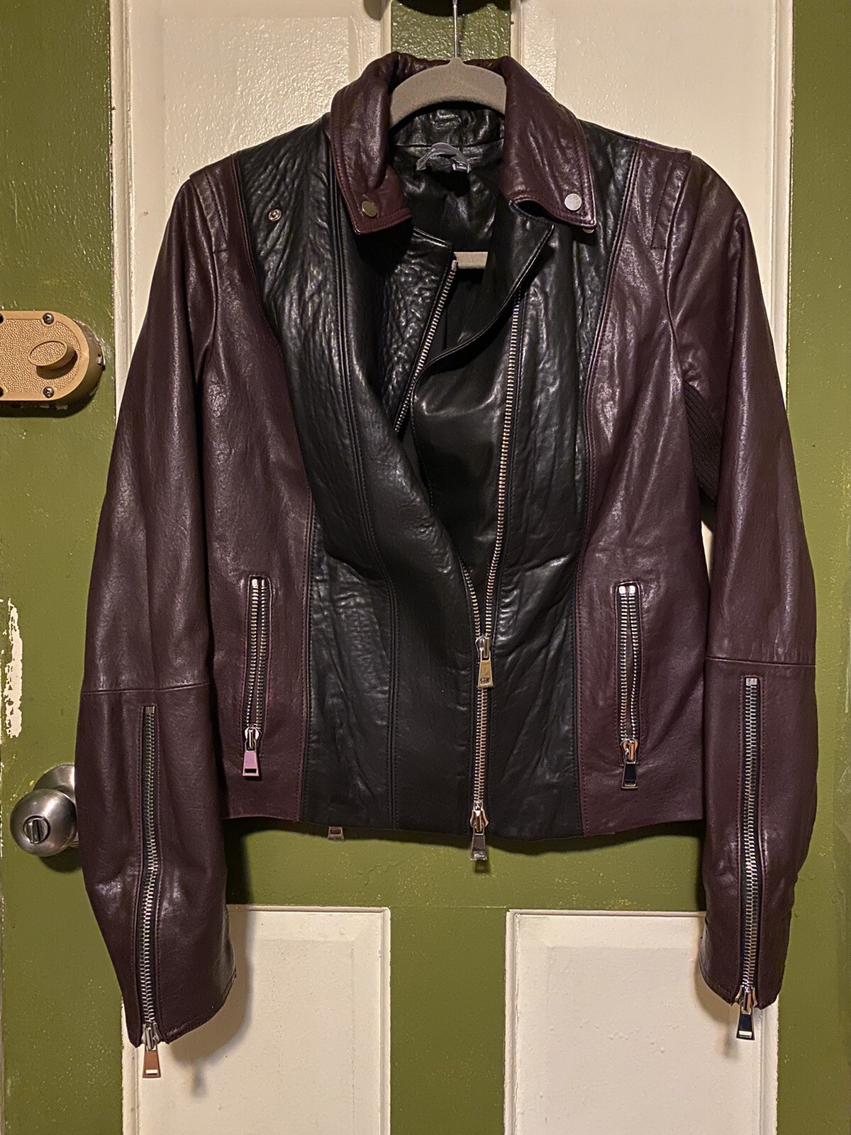 VINCE LAMB LEATHER MOTORCYCLE/BIKER JACKET MEDIUM - Gem