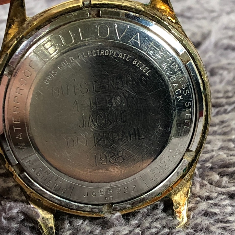 Vintage 1968 Bulova Men Clipper Gold EP Textured Bezel Automatic Watch ...