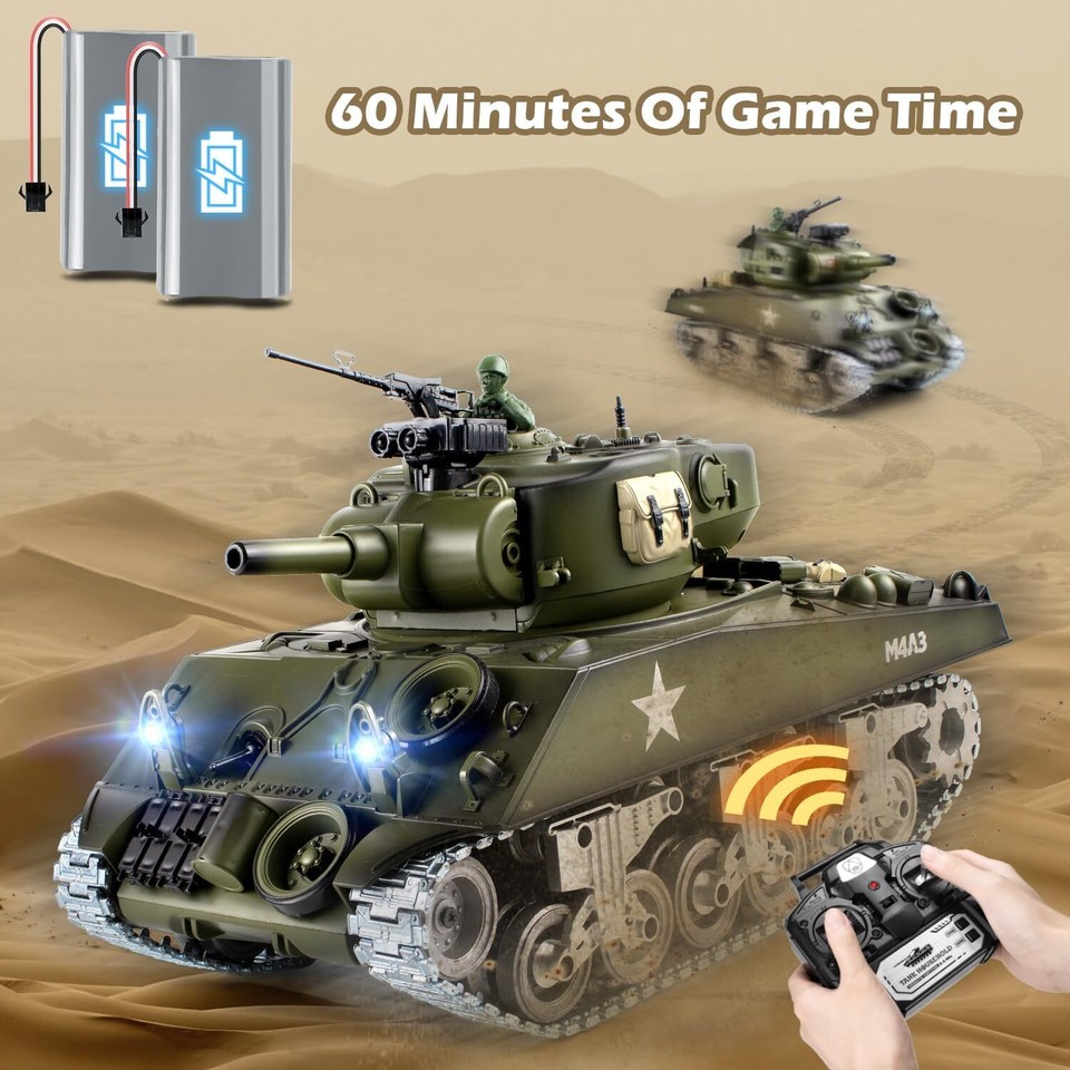 1:18 RC Tank Metal USM4A3 Sherman Remote Control Model Army Tank That ...