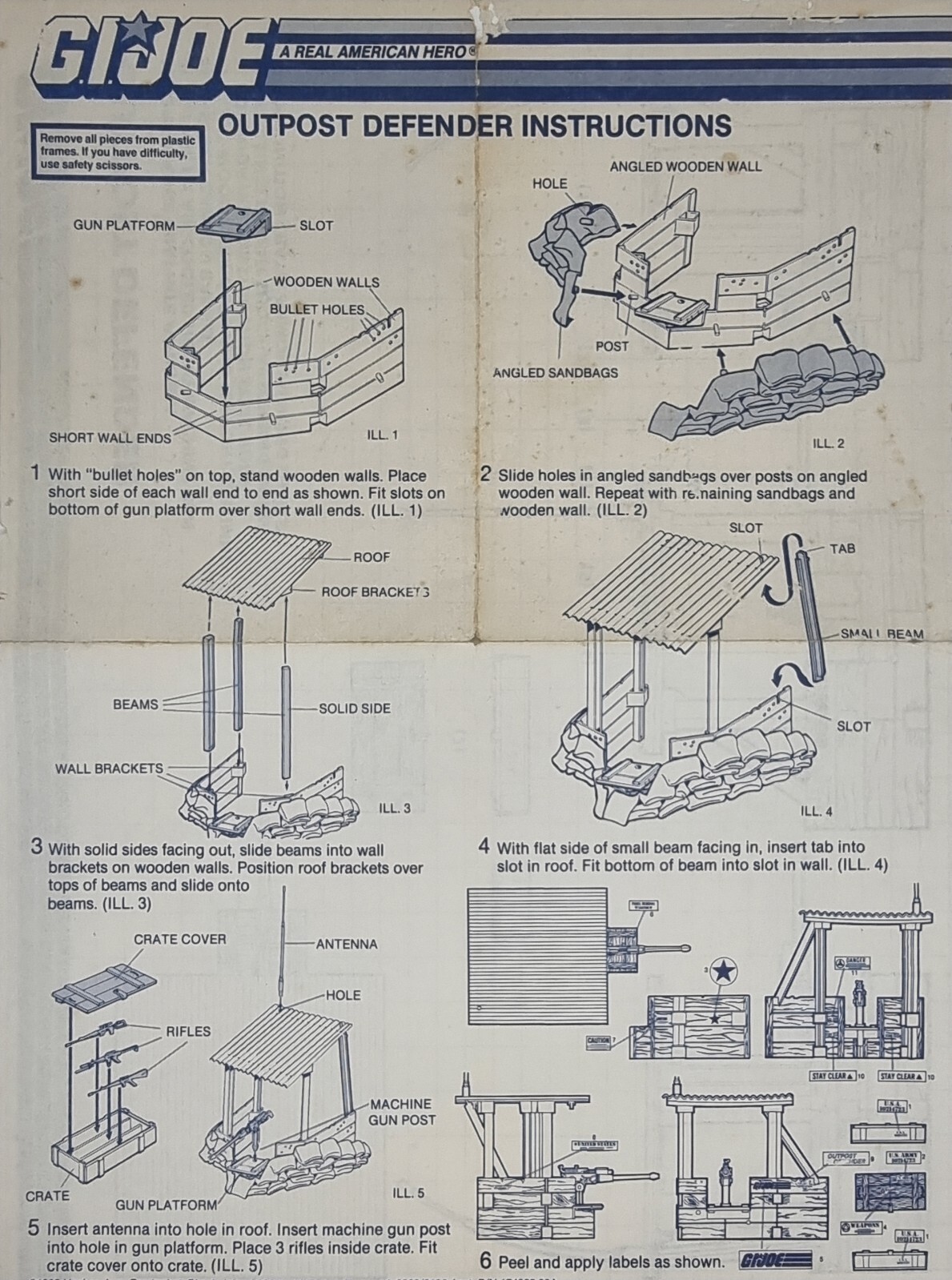Vintage GI JOE Outpost Defender Instructions Blueprints 1985 | eBay