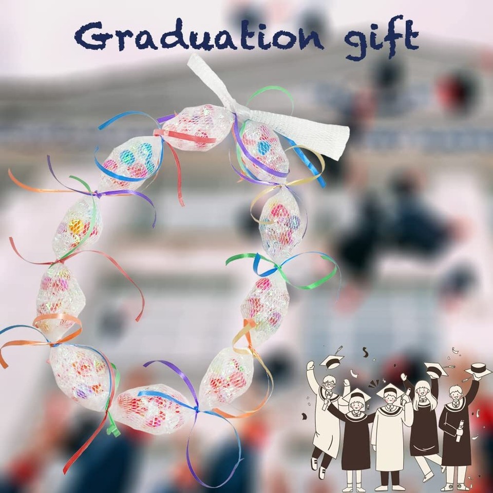 Graduation Lei Netting Bags Kit 46ft Candy Lei Making Kit with 7 Rolls ...