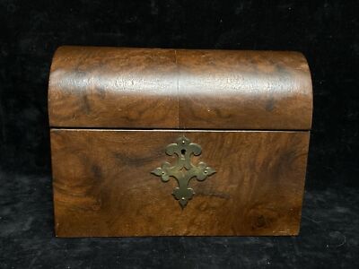Antique Wood Tea Caddy Box Lock Chest Rosewood? 2 Compartments Domed ...