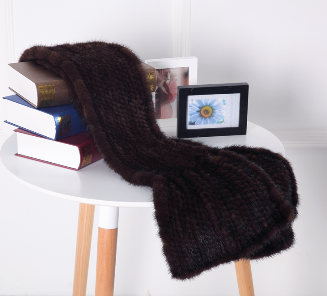 100% Mink Fur Scarves Wraps Men's Handmade Real Mink Fur Collar Scarf ...