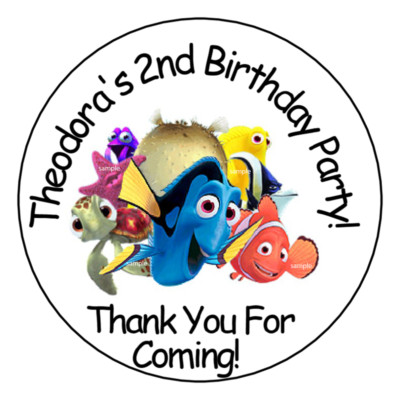 12 Personalized Finding Nemo Birthday Stickers Favors Labels tags 2.5 ...