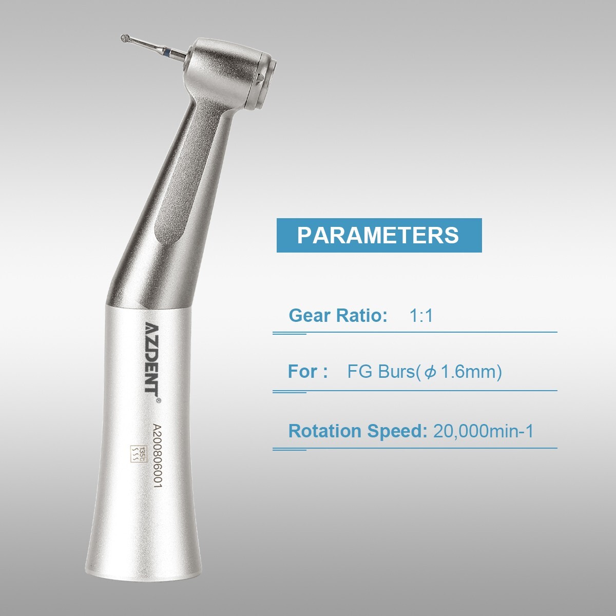 Dental Slow Low Speed Handpiece Push Button FG 1.6mm Burs Contra Angle ...