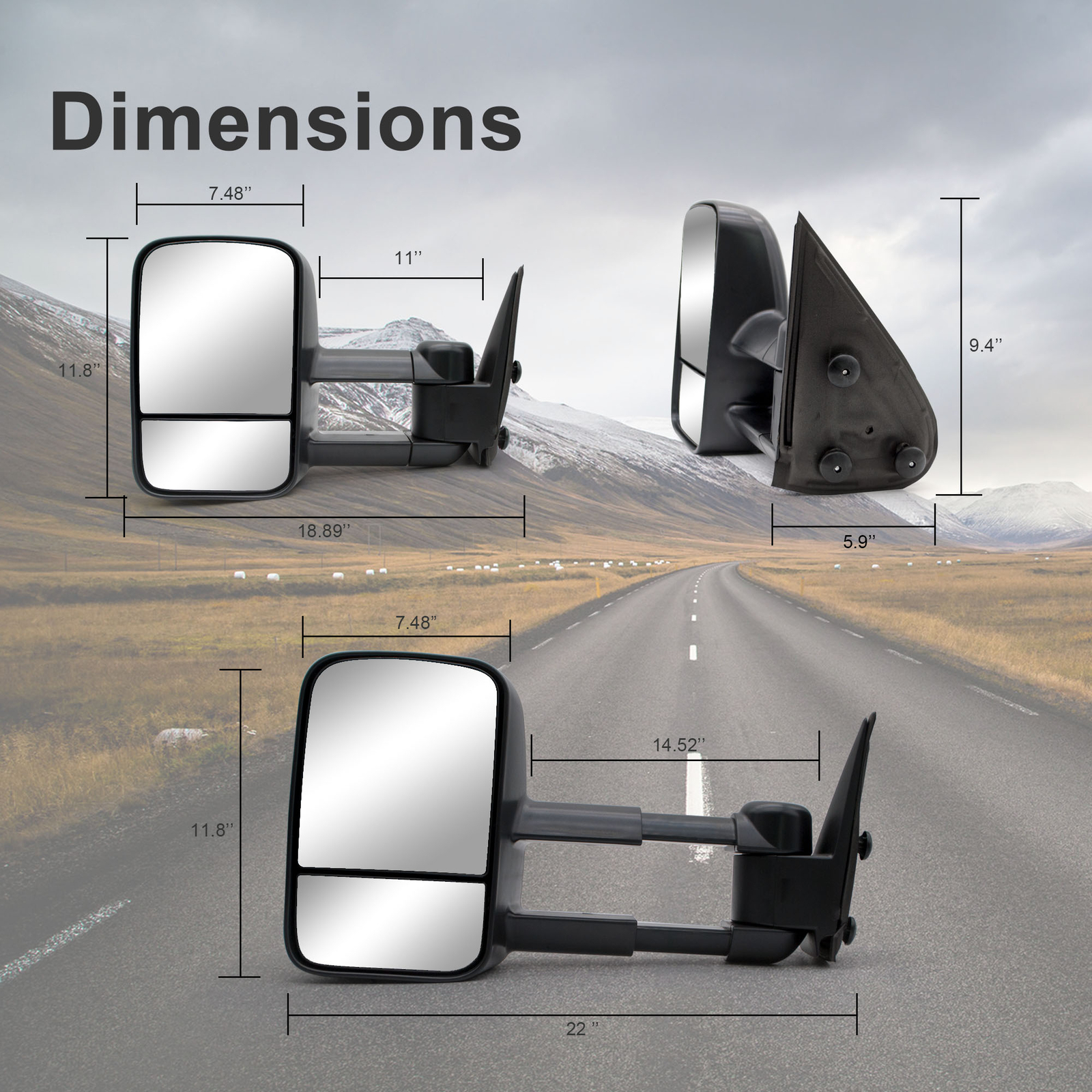 Pair Manual Towing Mirrors for 99-06 Chevy Silverado GMC Sierra 1500 ...