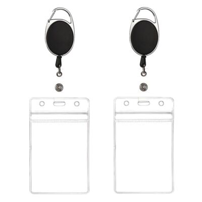 Unisex PVC ID Card Holder Reel Clip Credit Card Case Retractable Badge ...